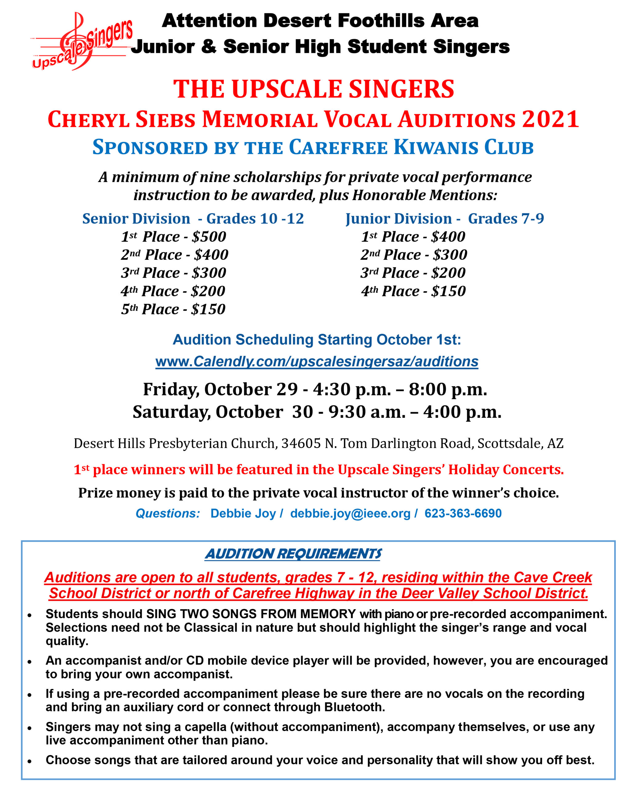 Audition flyer Master 2021 | Upscale Singers